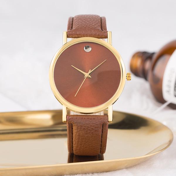 Buy Simple Men Women Leather Watch Nail Head Pattern Quartz Watch ...