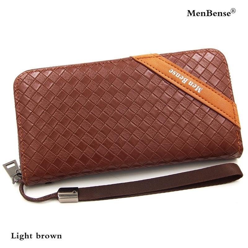 Buy MenBense Business Casual Men Long Wallet Zipper Solid Leather Male ...
