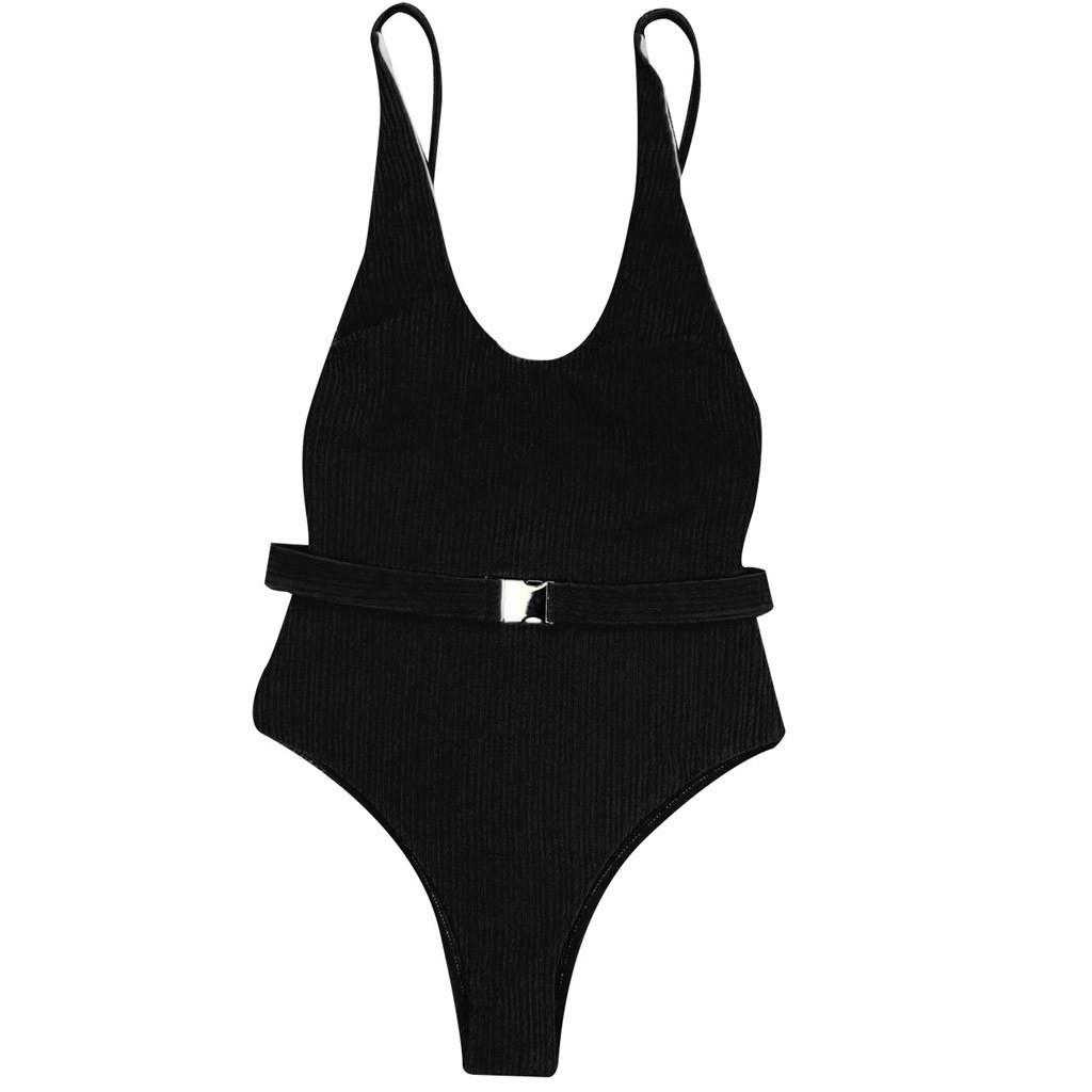 Buy Women Fashion Pure Color Push-Up Padded Bra Beach Bikini One Piece ...