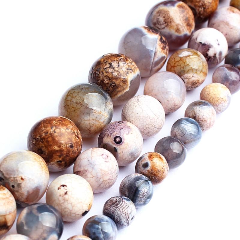 Buy Coffee Fire Stripe Stone Beads Round Loose Beads for Jewelry Making ...
