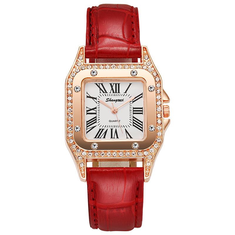 Buy Popular Women Square Watch Leather Band Starry Wristwatch Quartz ...