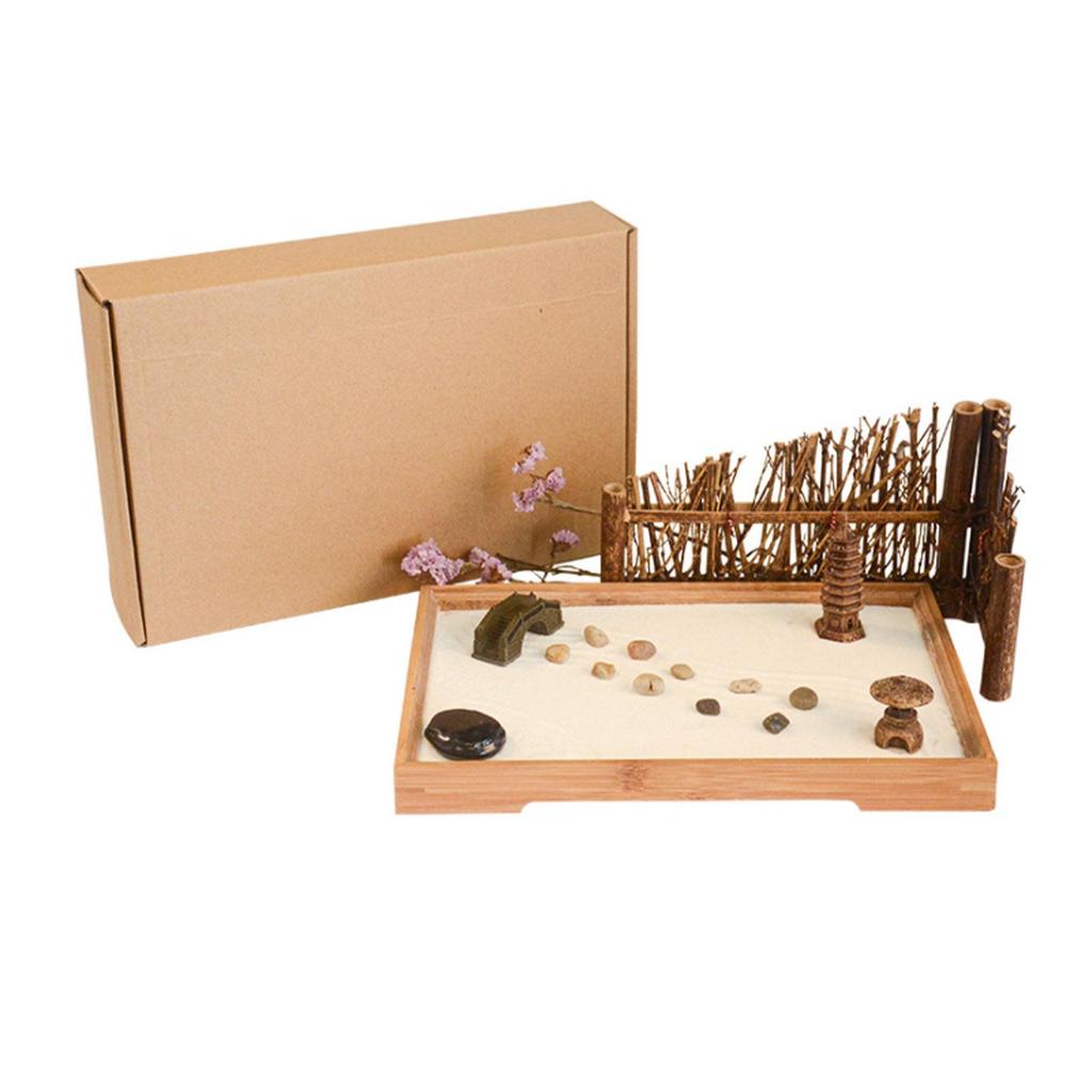 Buy Zen Garden Kit 11*7.4in Japanese Sand for Desk with Rake Rakes ...