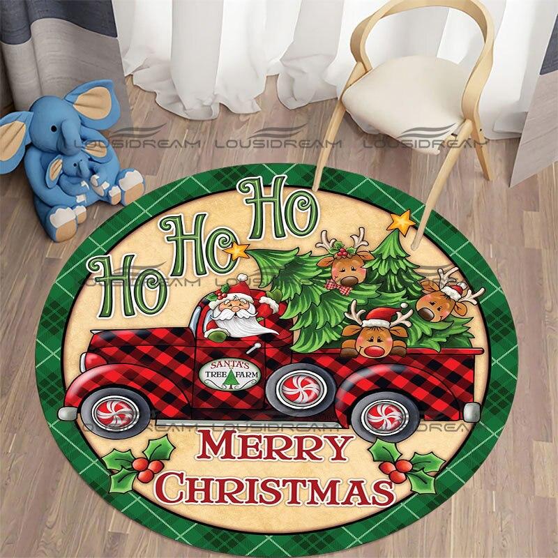 Buy Christmas Pattern Round Carpet Navidad Natal Living Room Bedroom ...