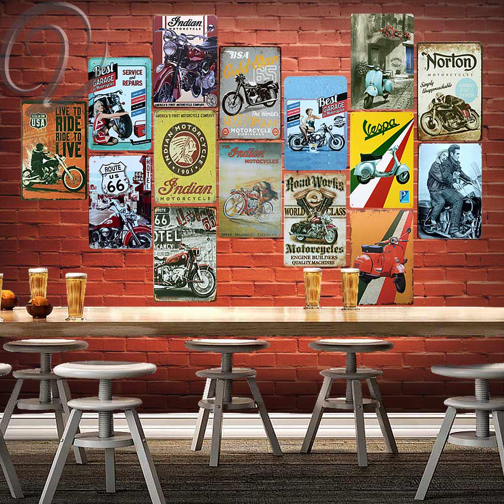 Buy Plaque Sign Motorcycle Bar Pub Cafe Tavern Art Poster Tin Signs ...