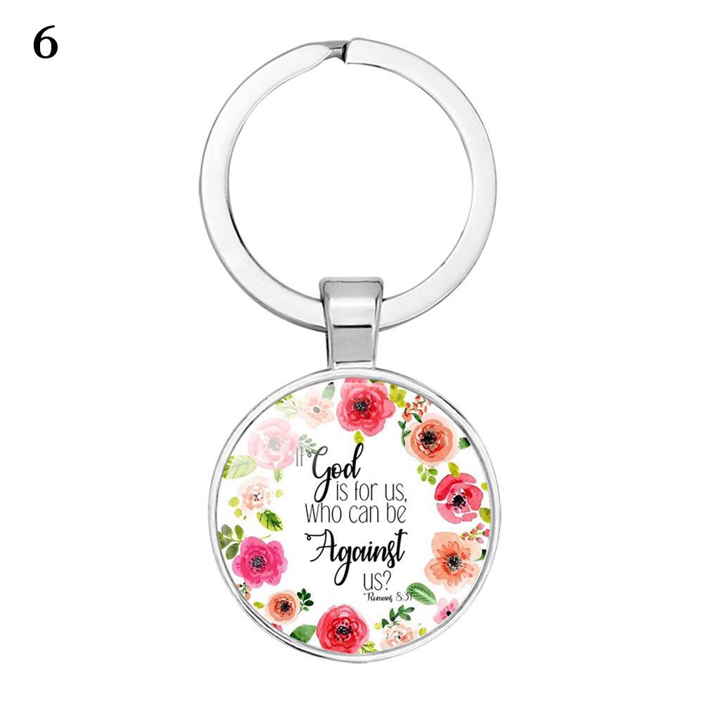 Buy Catholic Rose Sutra Key Chain Bible Verse Glass Scripture Quote ...