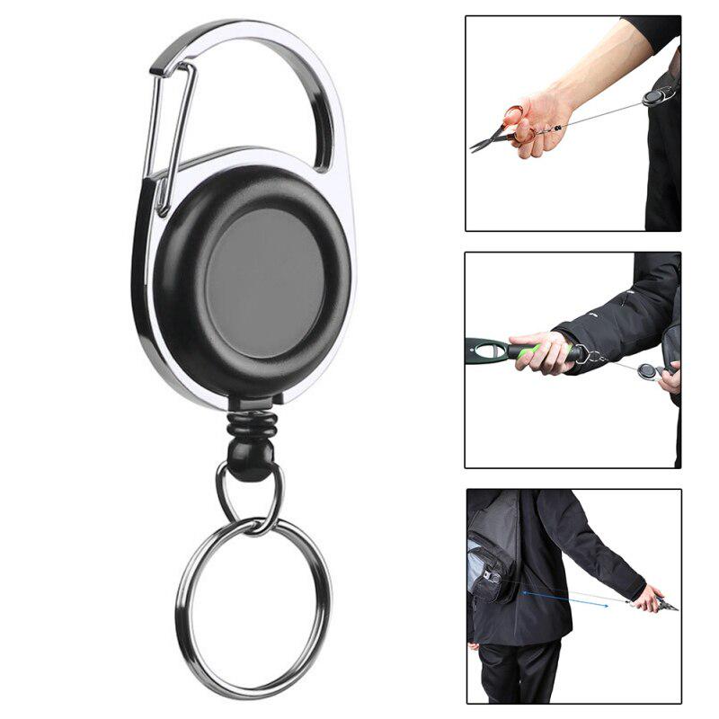 Buy Retractable Reel Keychain Anti Lost Recoil Tag Key Card Clip Wire ...