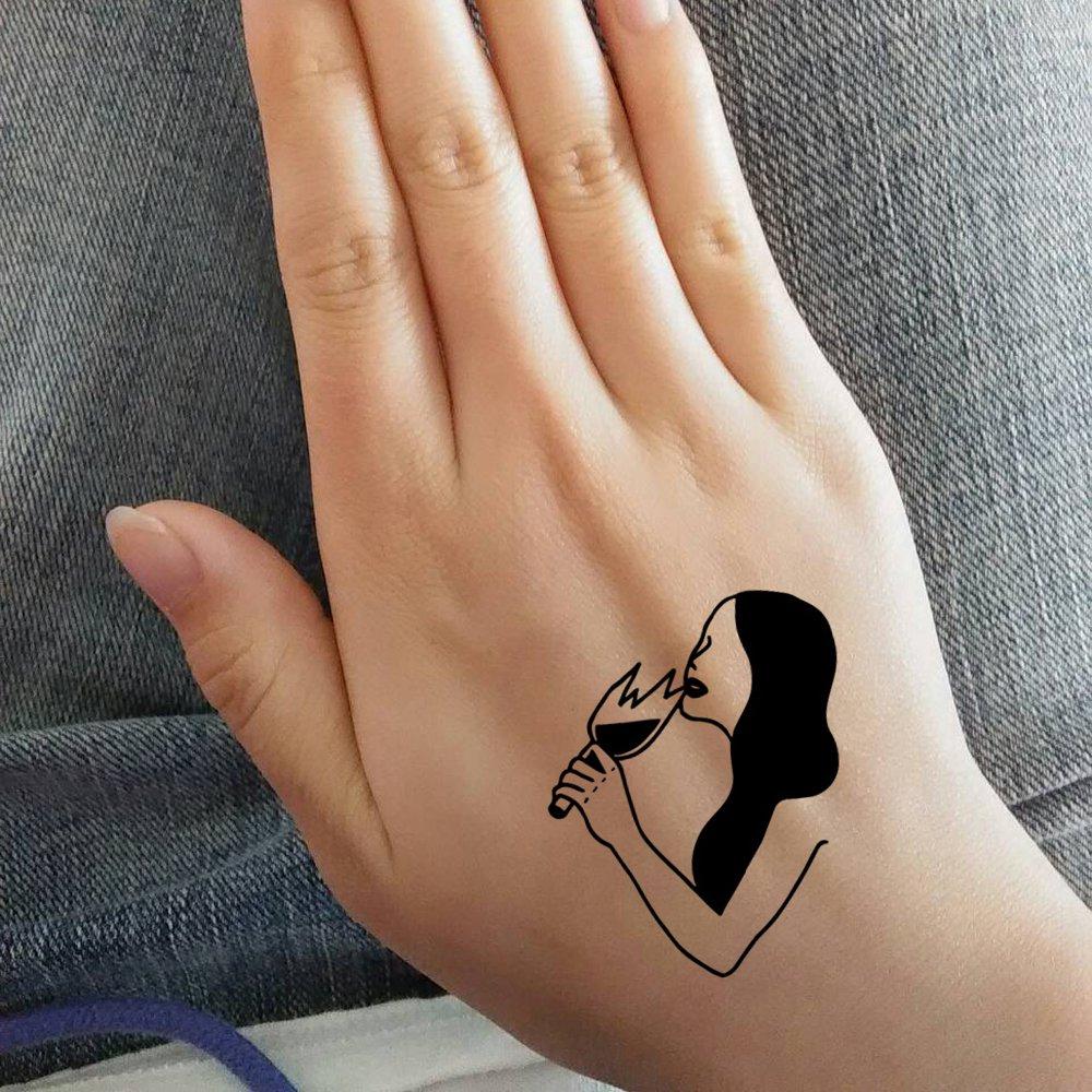 Buy Waterproof Tattoo Stickers Hand-Painted Lines Black And White ...