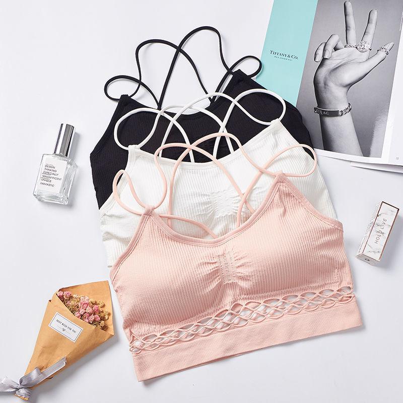 Buy Women Sports Bras Cross Straps Cotton Striped Fitness Top Yoga Bra ...