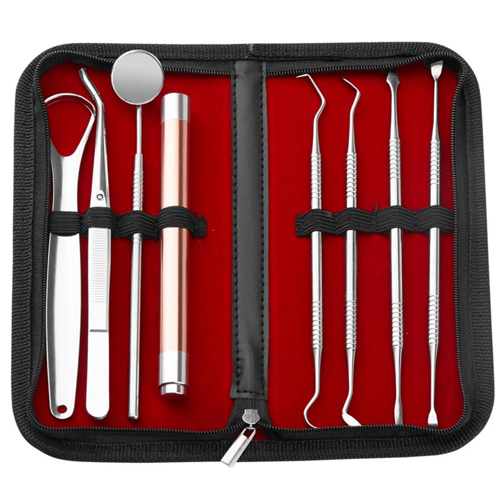 Buy 8pcs LED Dental Hygiene Kit Stainless Steel Teeth Tartar Scraper ...