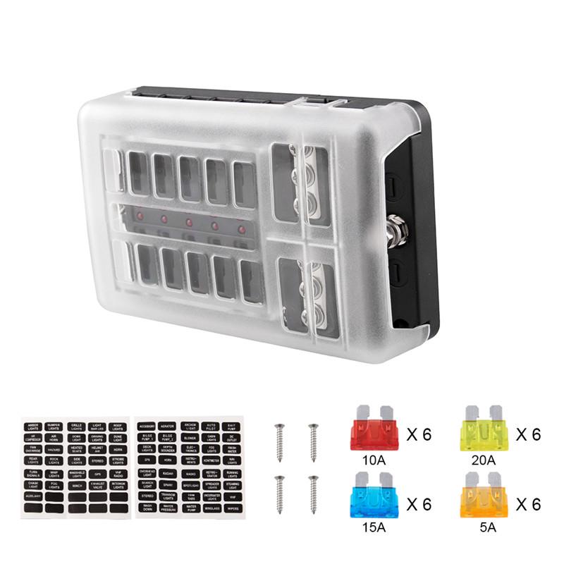 Buy 12-Way Blade Fuse Box Block Holder Waterproof Led Indicator 12V 32V ...