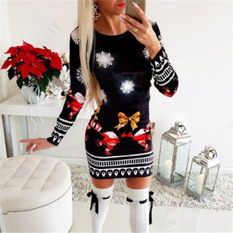 Buy Womens Christmas Santa Mini Dress Ladies Long Sleeve Xmas Jumper ...