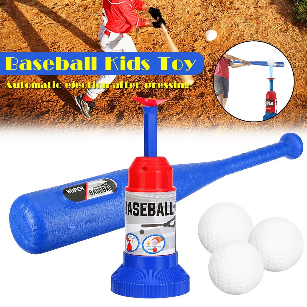 Kids Baseball Set Toy Bat and Balls Automatic Launcher Safe Outdoor ...