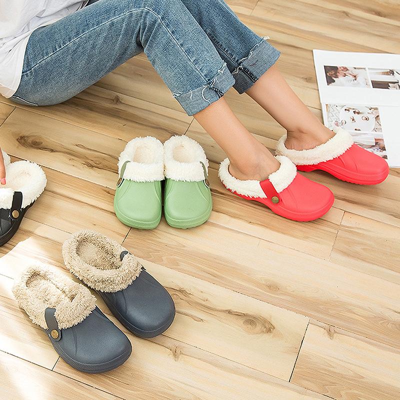Buy New Waterproof Slippers Winter Plush Women House Slippers EVA ...