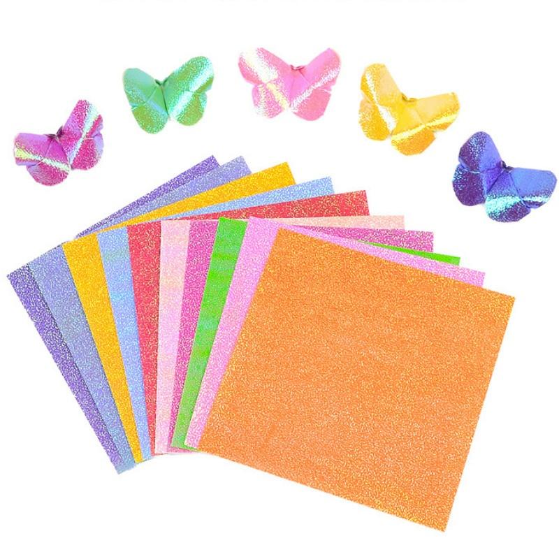 Buy 50pcs/set Square Origami Paper Single Side Shining Laser Folding ...