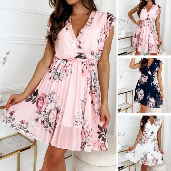 Buy Stylish Lady Dress Vivid Pattern Good-looking Double-layer Elegant ...