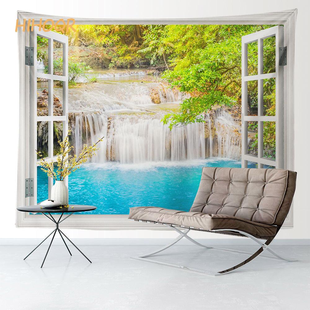 Cheap Window Tapestry Wall Hanging Room Decor Bohemian Hippie Mountain ...