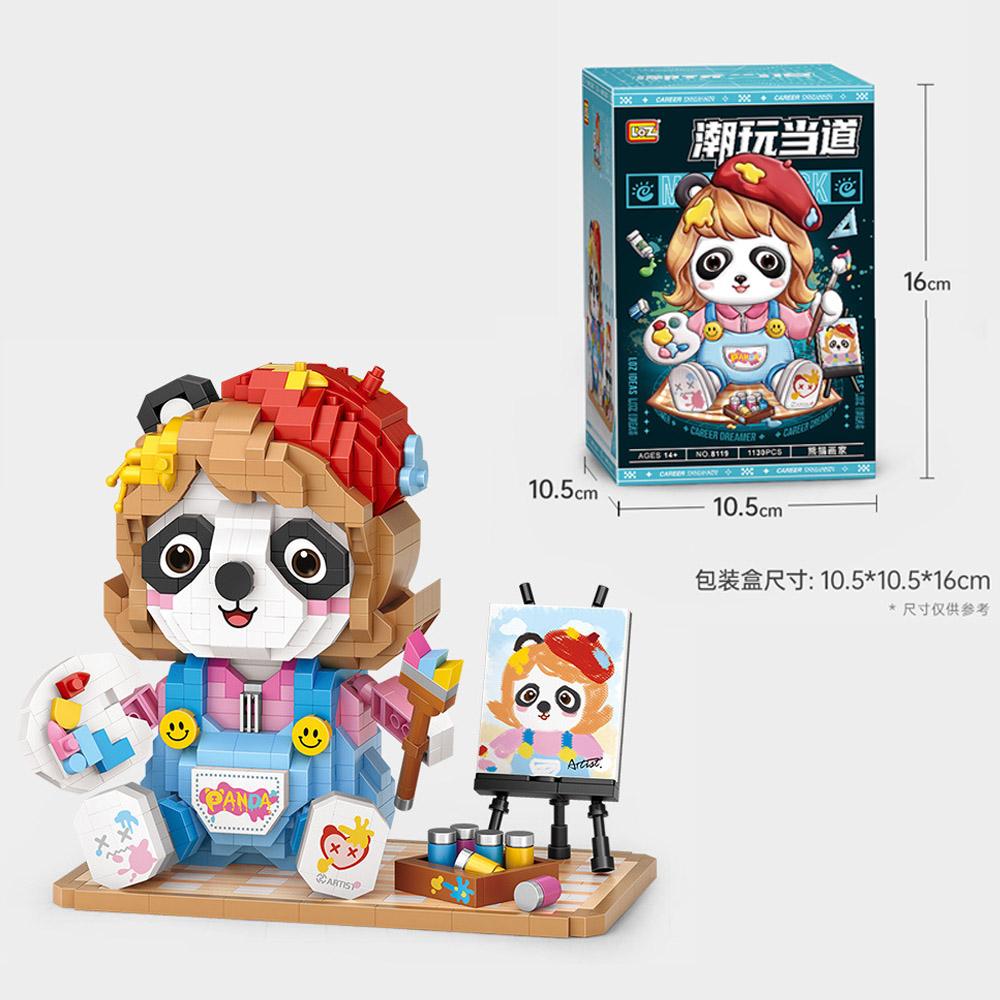 Cheap Cute Panda Painter Model Building Blocks idea Cartoon Assembly ...