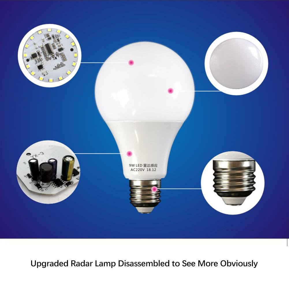 Buy E27 Motion Radar Sensor Smart Lamp Bulb Porch Bedroom SMD 2835 LED ...