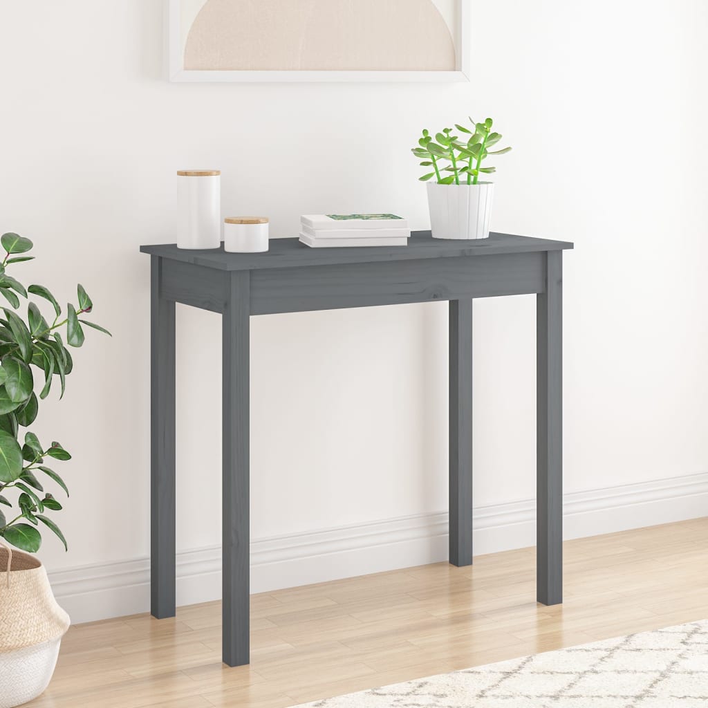 Buy Console Table Grey 80x40x75 cm Solid Wood Pine at affordable prices ...