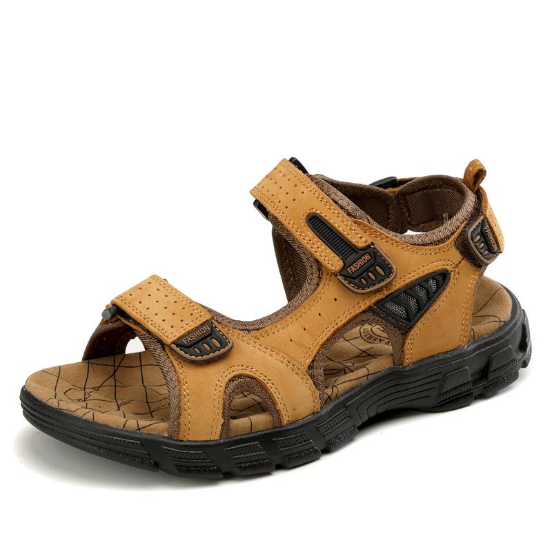 Buy Brand Classic Mens Sandals Summer Genuine Leather Sandals Men ...