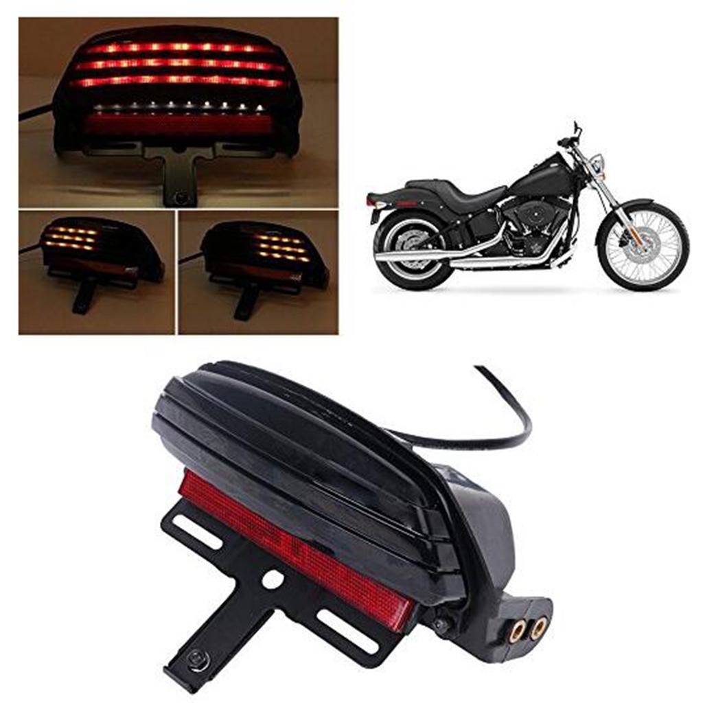 Tri-Bar Fender LED License Plate Bracket Tail Light For Harley Softail ...
