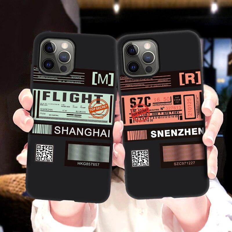 Buy Luxury Art Letter Label Phone Case For iPhone 11 12 Pro Max XR XS ...