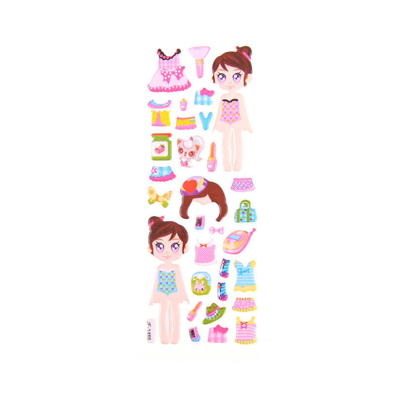 5pcs DIY Princess Dress Stickers Lovely Girl Dress Up Changing Clothes ...