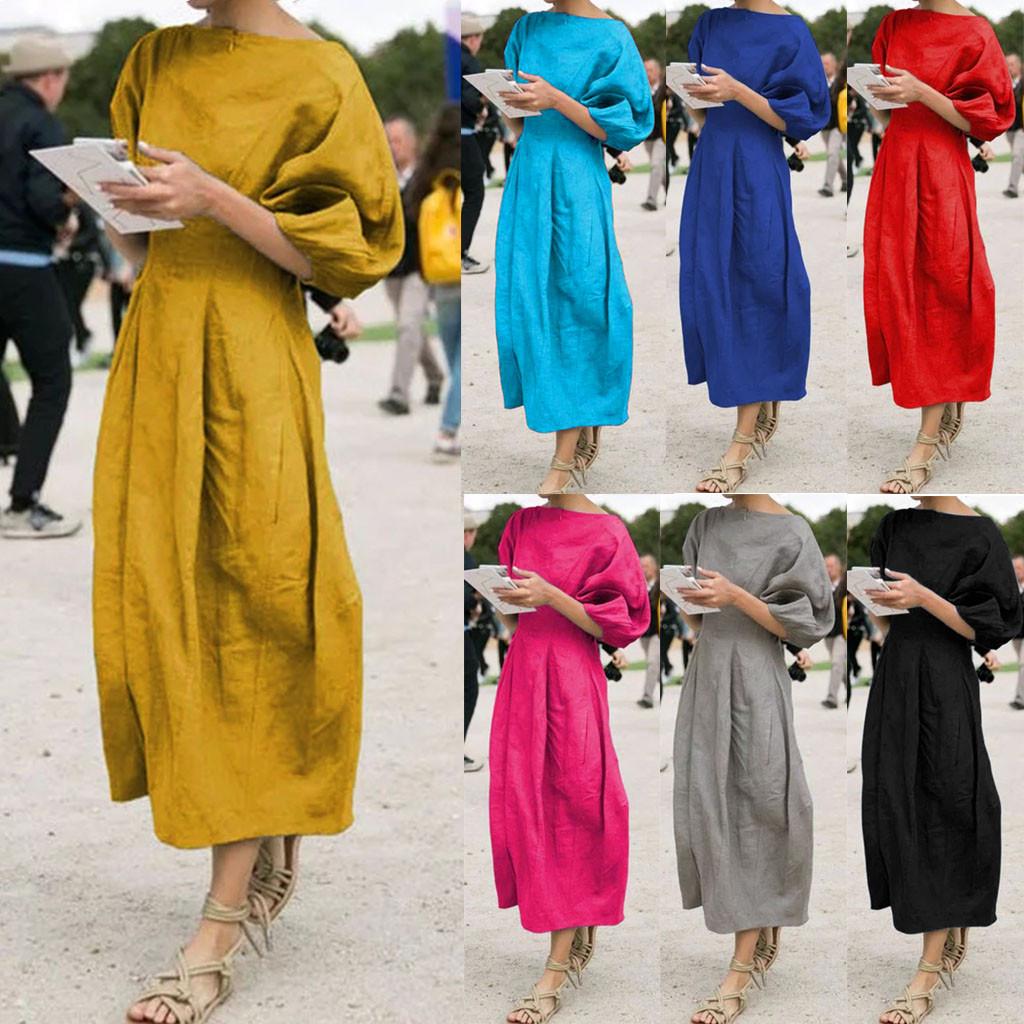 Buy Women Summer Fashion Crew Neck Dresses A-Line Daily Elegant Dresses ...