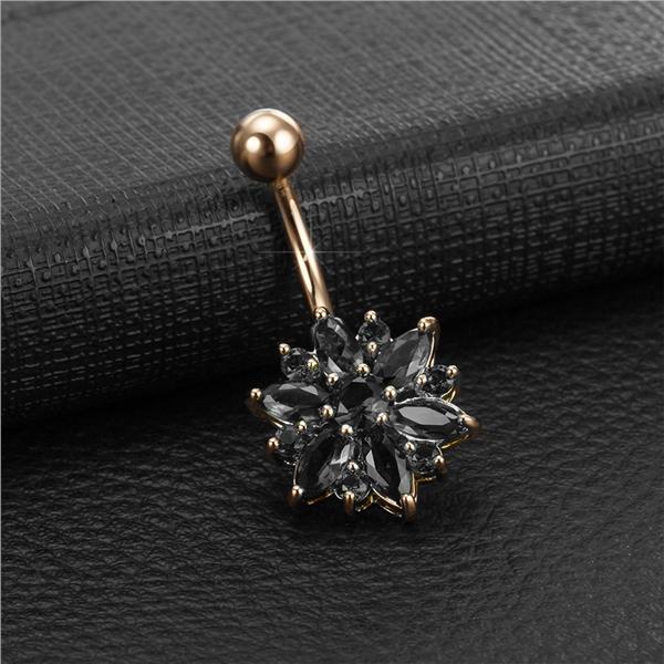 Buy Belly Button Ring Crystal Diamond Flower Navel Piercing Studs ...