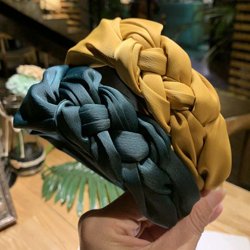 Buy Minimalist Imitation Silk Solid Color Headband Side Handmade ...