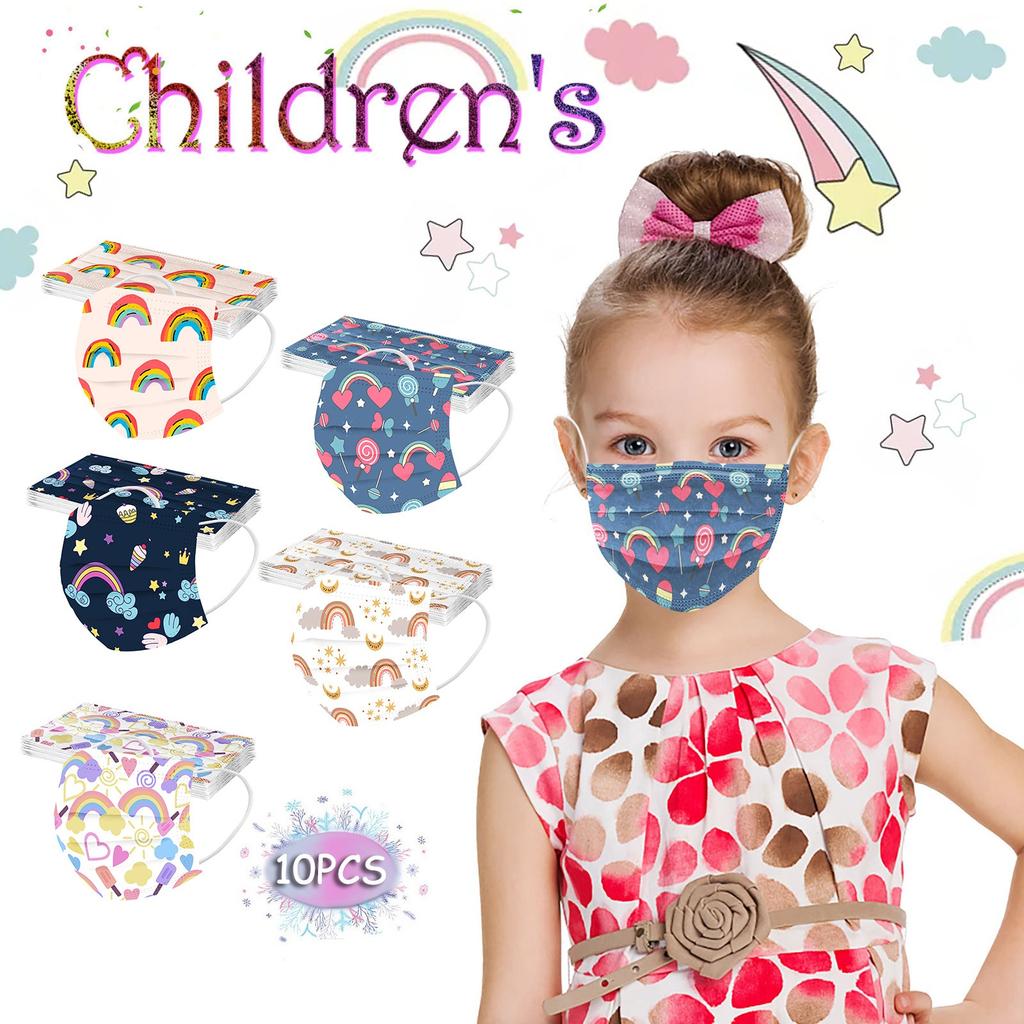 Buy Children's Mask Disposable Rainbow Face Mask Industrial 3-Layer ...