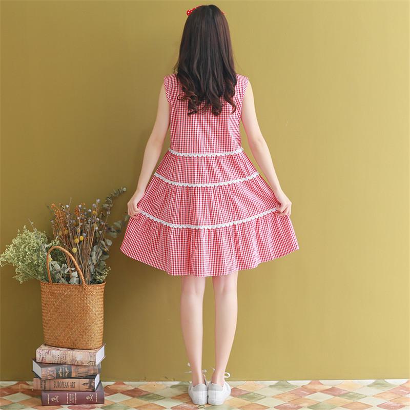 Buy Preppy Style Summer Women Sundress Vintage Black Red Plaid Dress ...