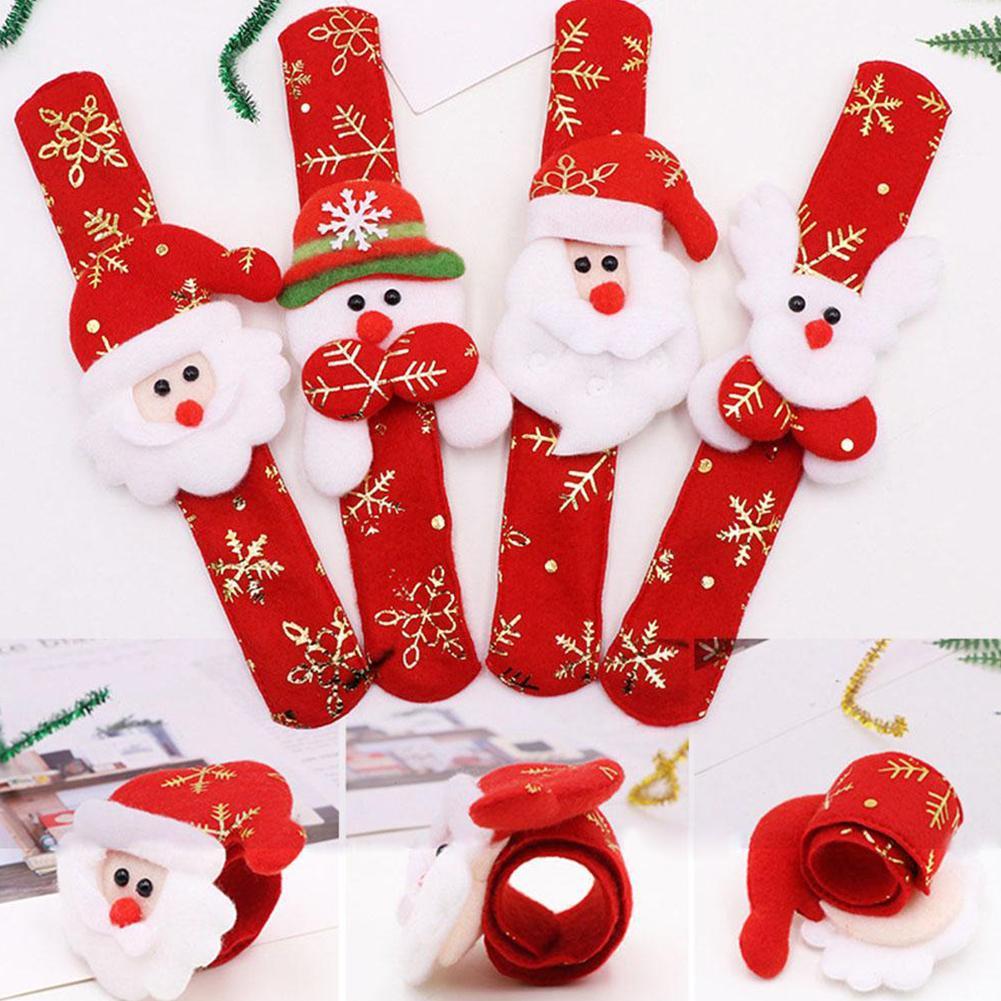 Buy 1/4pcs Random Christmas Clap Circle Toys Cartoon Plush Elk Bracelet ...
