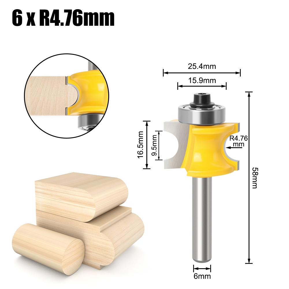 Satın alın 6mm/6.35mm/8mm Bullnose Half Round Router Bit Set With ...