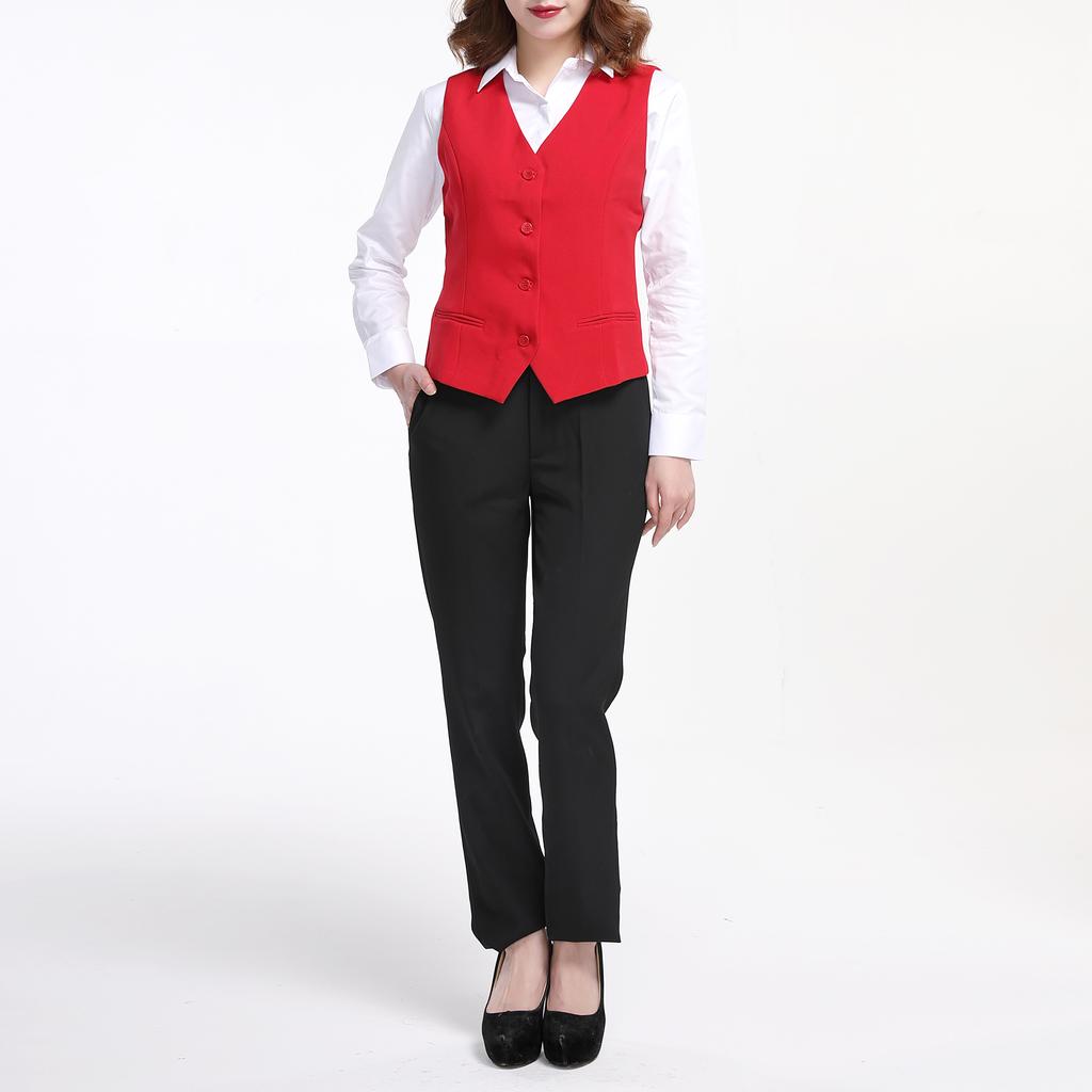 Buy Women Dress Suit Vest Sleeveless Work Cafe Bar Waitress Uniform ...