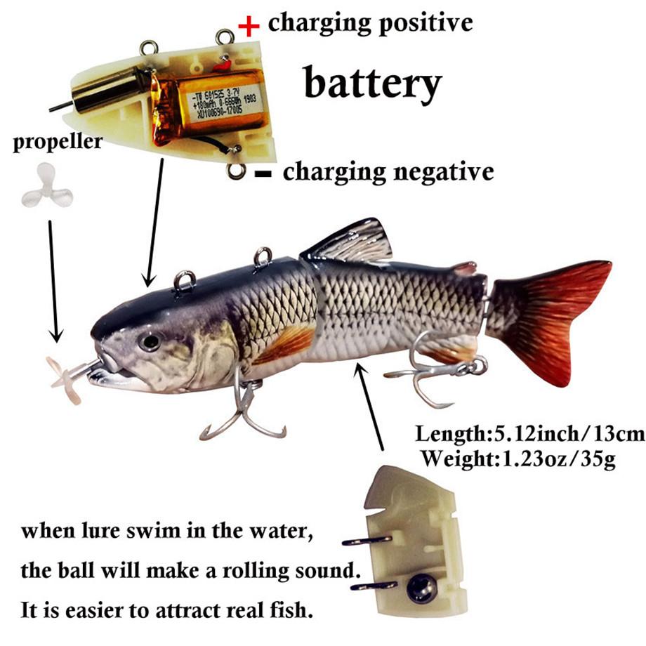 Cheap 5.12inch Electric Fishing Lure USB Charging Bait 4Section ...
