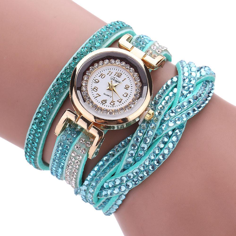 DM8 Rhinestone Watches Luxury Crystal Women Gold Bracelet Quartz ...