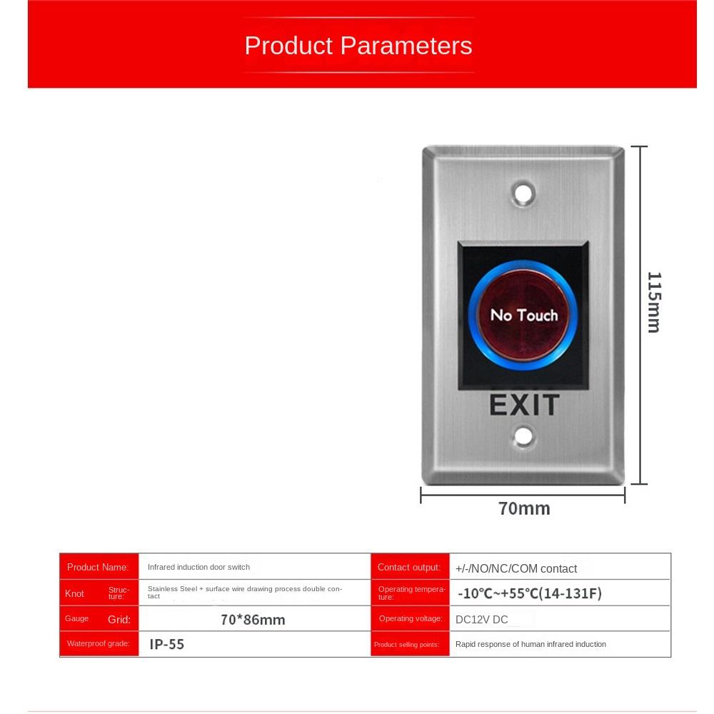 Cheap Plactic Infrared Sensor Access Control Switch Black Push To Exit Button Electrician | Joom