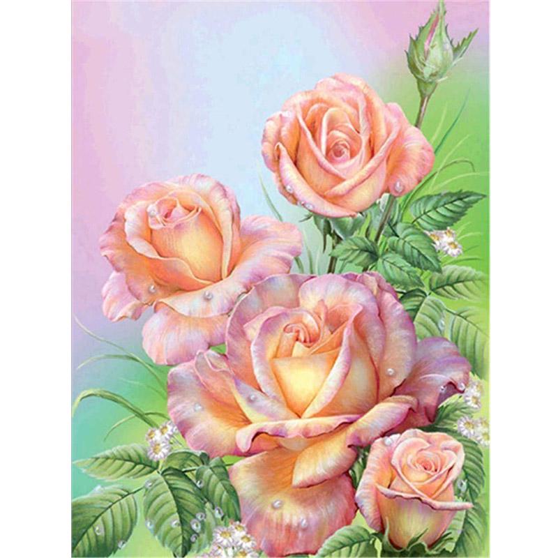 Buy 5D DIY Diamond Painting Flowers Full Round Drill Roses Mosaic ...