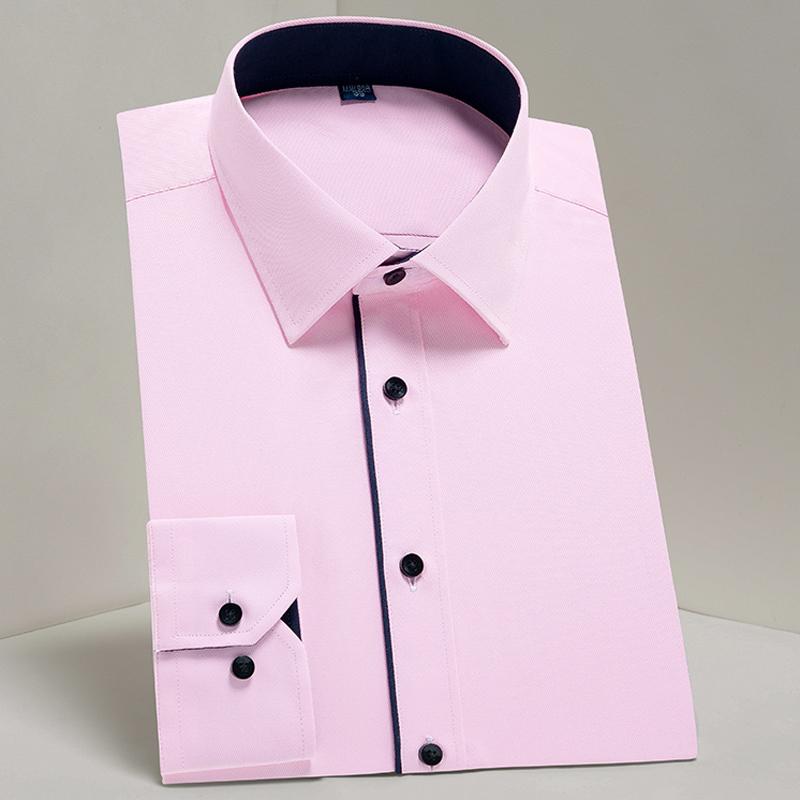 Buy Men s Classic Long Sleeve Solid Basic Dress Shirts Pocketless ...