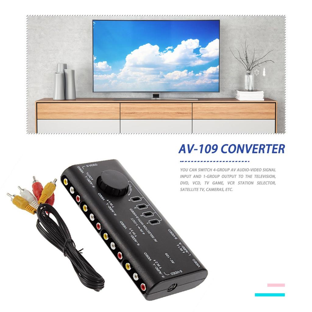 Buy DEC 4 In 1 AV Audio Video Signal Switcher Splitter Selector 4 Way ...