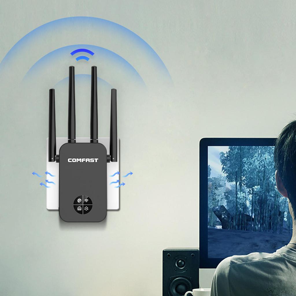Satın alın Dual Band WiFi Extender 1200M 2.4/5.8GHz Black for Household ...