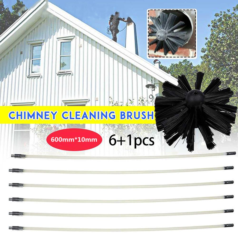Buy 7Pcs Chimney Cleaner Brush Clean Rotary Sweep System Fireplace Kit ...