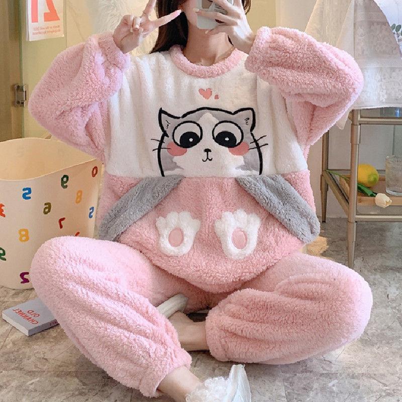 Satın Alın Coral Velvet Pajamas Womens Winter Thickened Velvet Padded