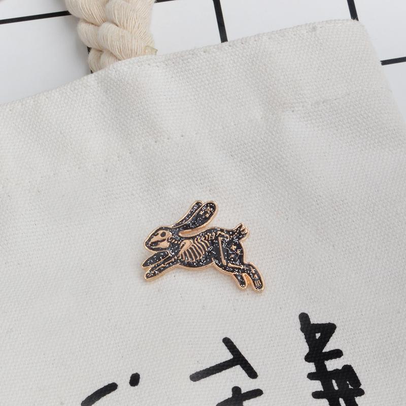 Skeleton Running Rabbit Enamel Pins Backpack Hat Bag Badge Brooch Bunny ...