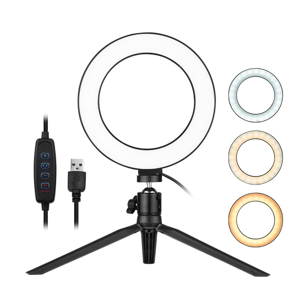 Buy 6 Inch Desktop LED Ring Light 3200K5500K Dimmable Mini Camera Light ...
