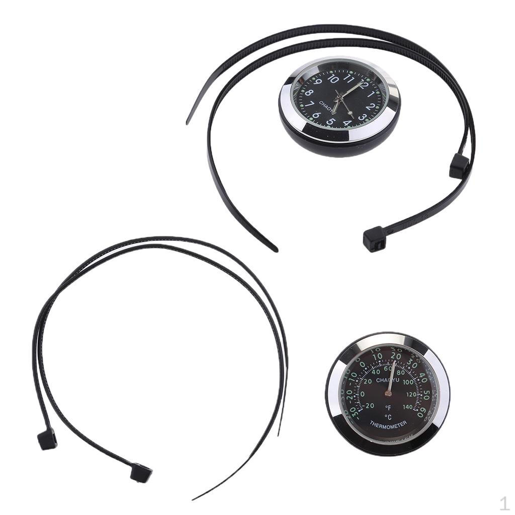 Motorcycle Bike Dial Clock Watch + Thermometer Temperature Gauges uygun ...