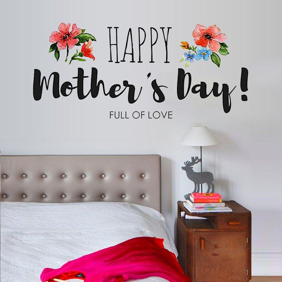 Buy Happy Mothers Day Wall Stickers Floral Wall Decals DIY Art For Home ...