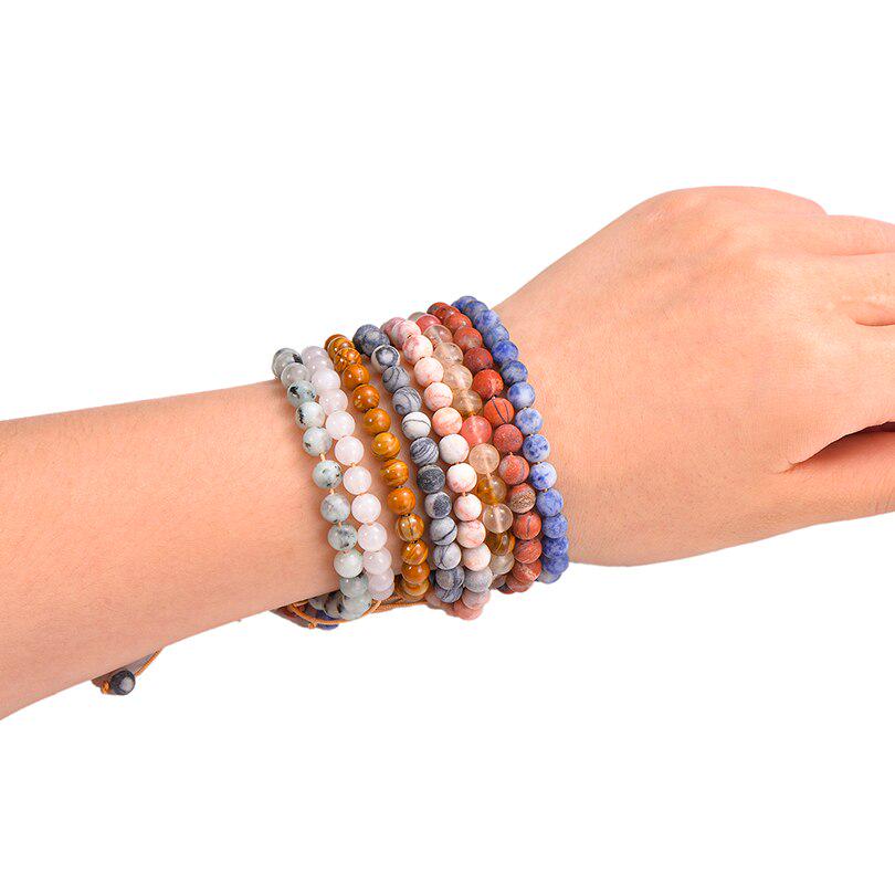 Natural Matt Beads Network Stone Bracelets Women Coffee Rope Braided ...