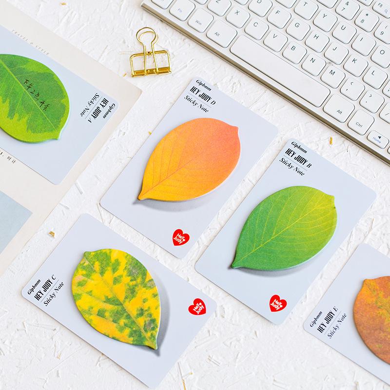 Buy 5pcs Leaf Sticky Notes Mini Adhesive Memo Pad Green Leaves Maple ...